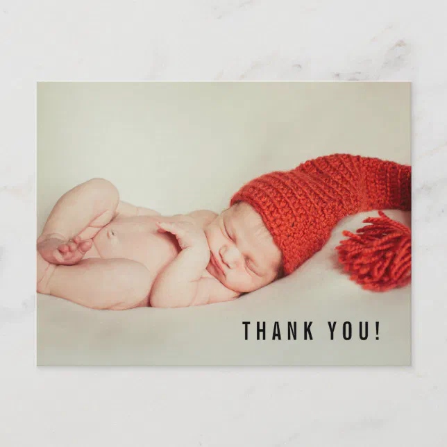 Thank You and Baby Birth Announcement Photo Postcard | Zazzle