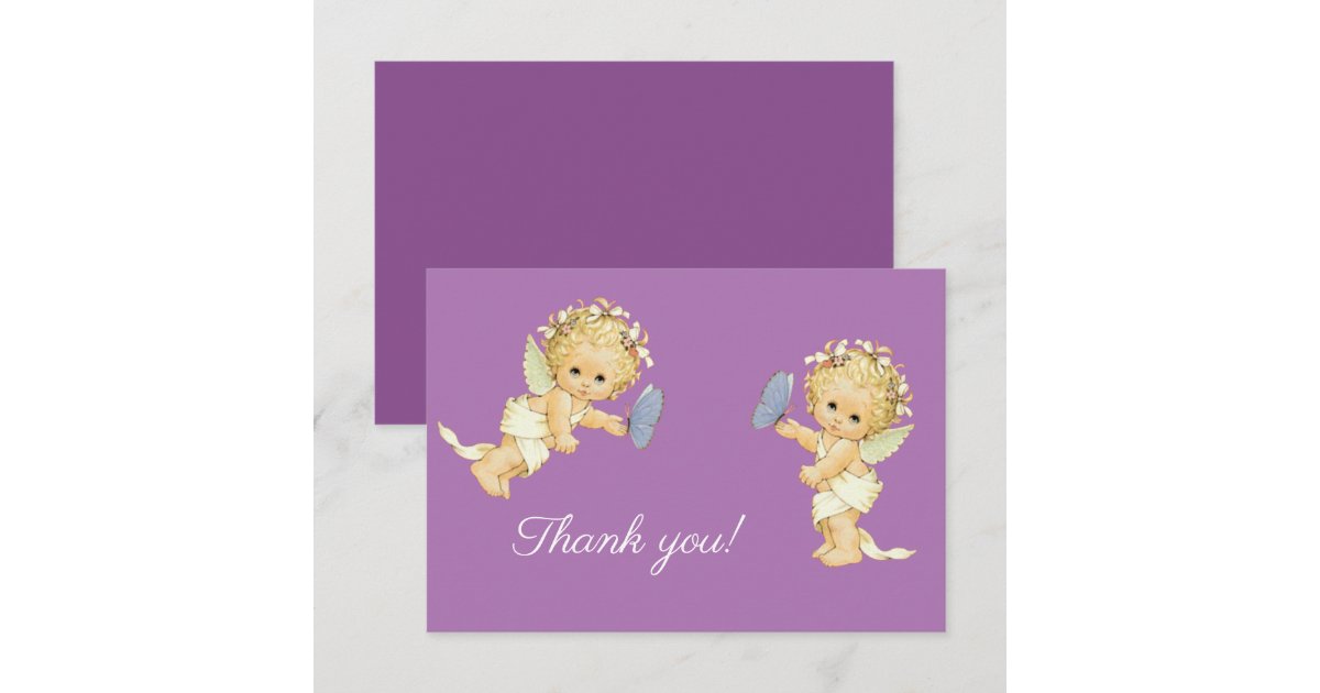 Thank you angels with buterfly card | Zazzle