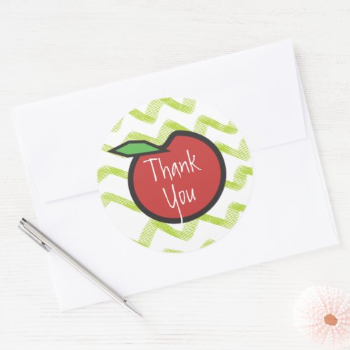 Thank You Apple Teacher Chevron Themed Stickers | Zazzle