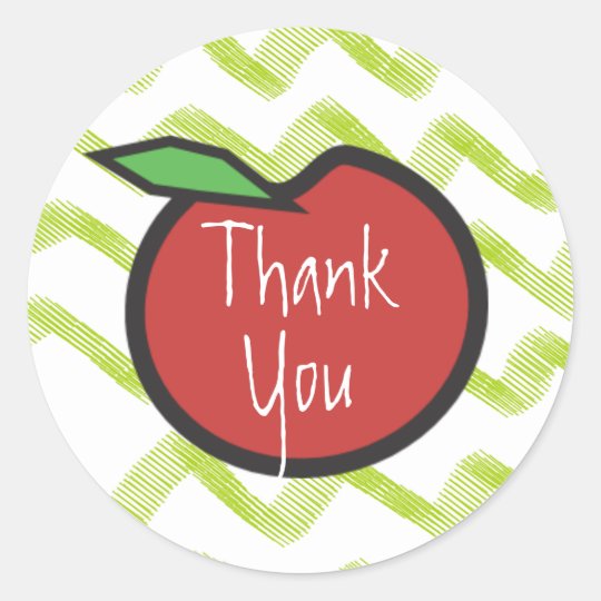Thank You Apple Teacher Chevron Themed Stickers | Zazzle.com