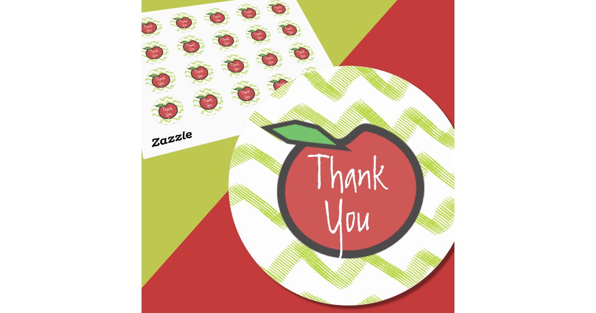 Thank You Apple Teacher Chevron Themed Stickers | Zazzle