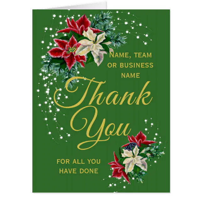 Thank You Appreciation Floral Poinsettia Oversized Card | Zazzle