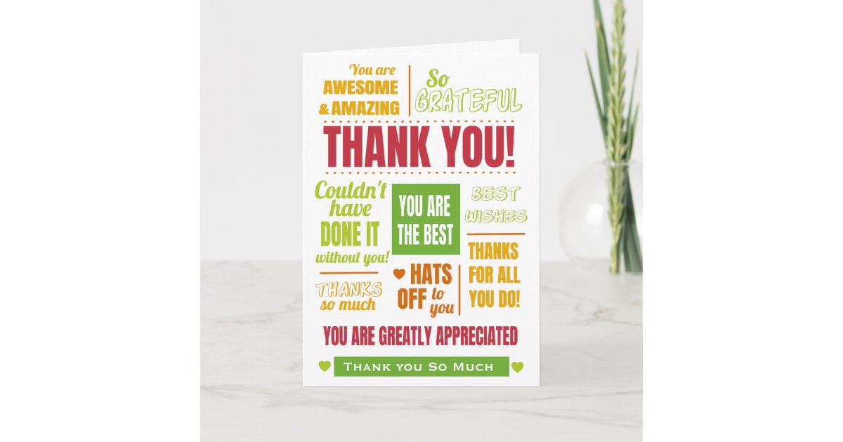 Thank You Appreciation Message Card | Zazzle