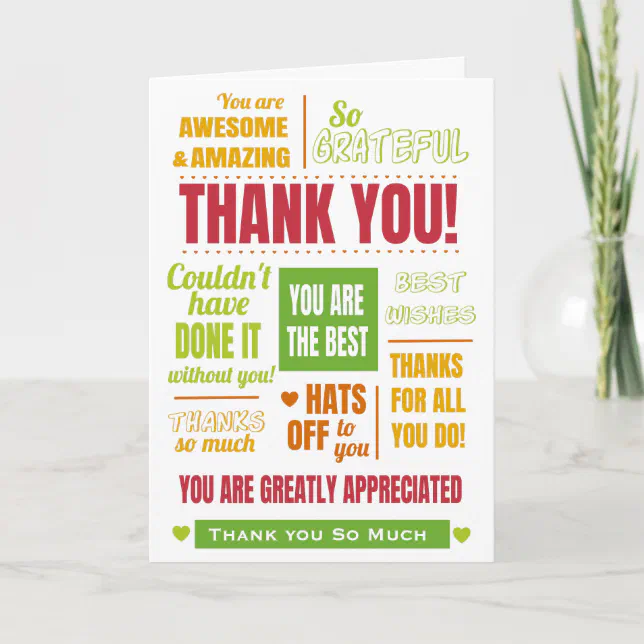 Thank You Appreciation Message Card | Zazzle
