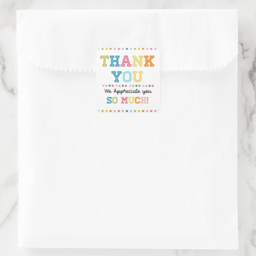Thank you appreciation square sticker | Zazzle