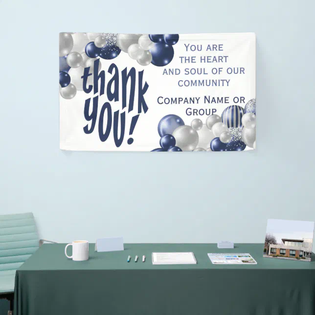 Thank You Appreciation Staff Volunteer Balloon Banner | Zazzle