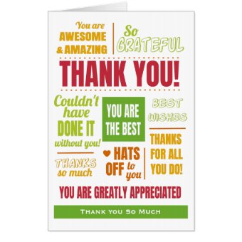 Thank You Appreciation Typography Card | Zazzle