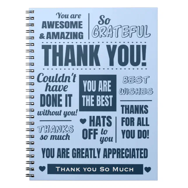 Thank You Appreciation Word Art Notebook | Zazzle