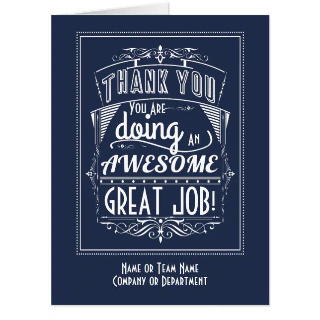 Thank you Awesome Great Job Oversized Card | Zazzle