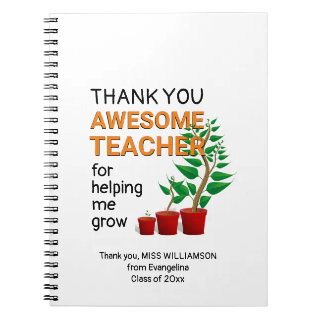 Thank You Awesome Teacher Notebook | Zazzle