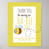 Thank You BA-BEE Baby Shower Yellow Polkadot Poster | Zazzle