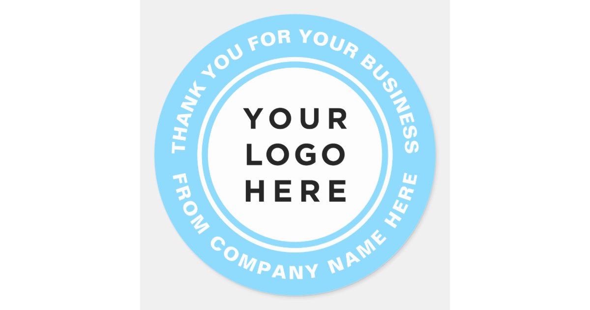 Thank you baby blue your business logo custom classic round sticker ...