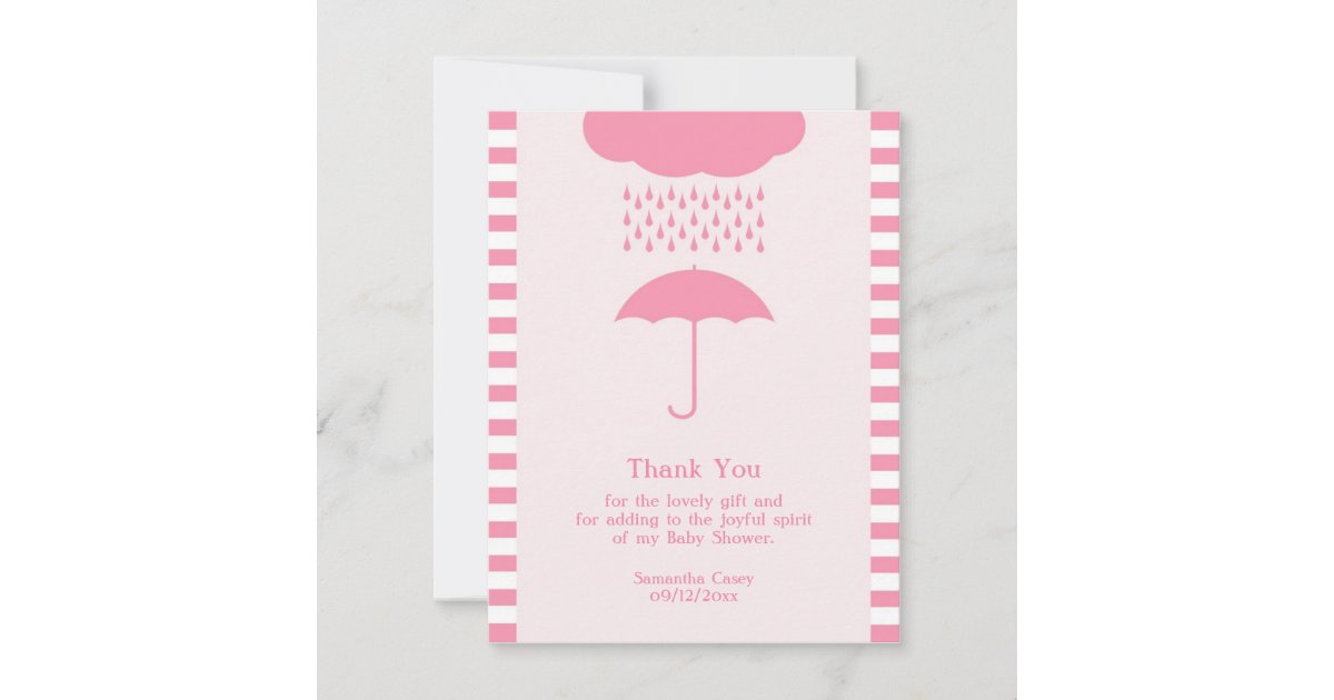Thank You Baby Girl Shower Flat Card | Zazzle