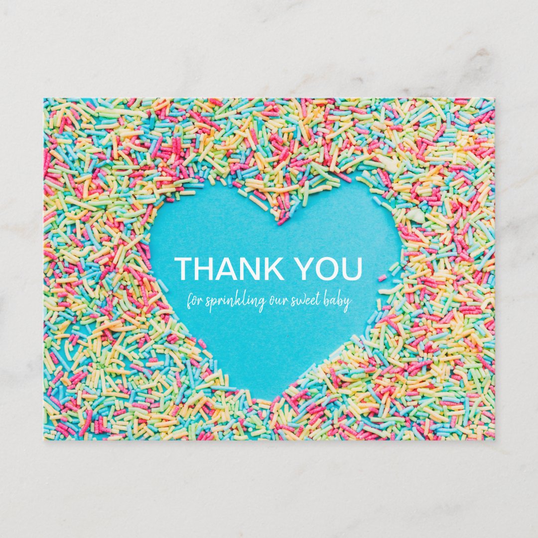 Thank You Baby Sprinkle Heart Postcard | Zazzle