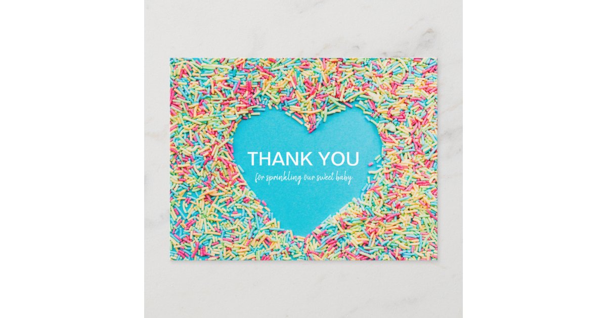 Thank You Baby Sprinkle Heart Postcard | Zazzle