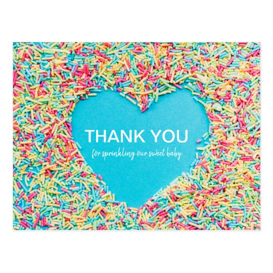 Thank You Baby Sprinkle Heart Postcard | Zazzle.com