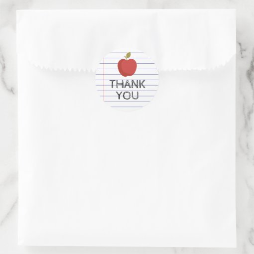 Thank You Back to School Teacher Apple Class Classic Round Sticker | Zazzle