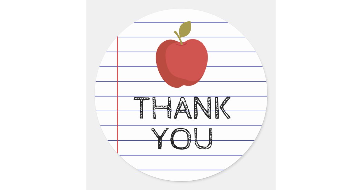 Thank You Back to School Teacher Apple Class Classic Round Sticker | Zazzle