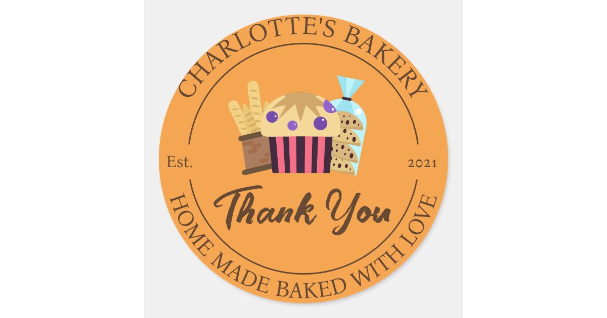 Thank You Bakery Custom Sticker Label | Zazzle