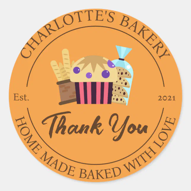 Thank You Bakery Custom Sticker Label | Zazzle