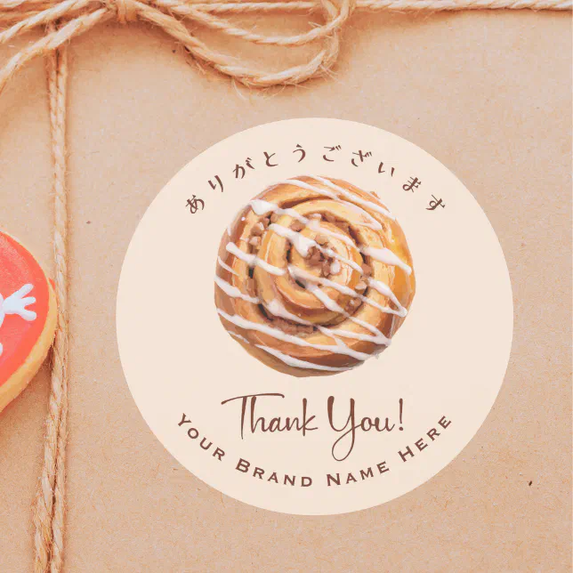 Thank You Bakery Packaging Cinnamon Roll Classic Round Sticker | Zazzle