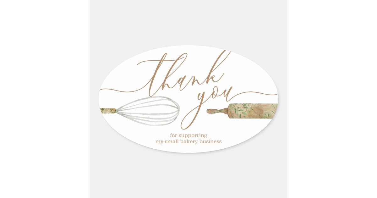 Thank You Bakery Small Business Oval Sticker | Zazzle