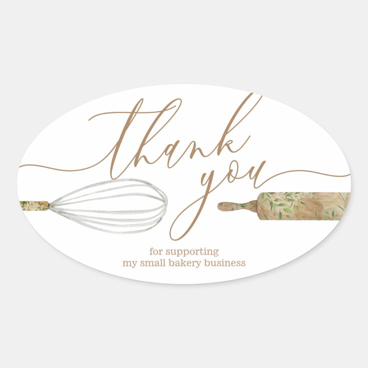Thank You Bakery Small Business Oval Sticker | Zazzle