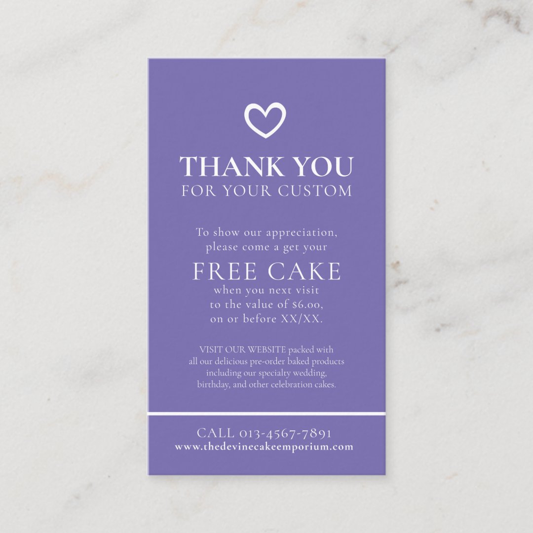 Thank you baking business photo free cake promo business card | Zazzle