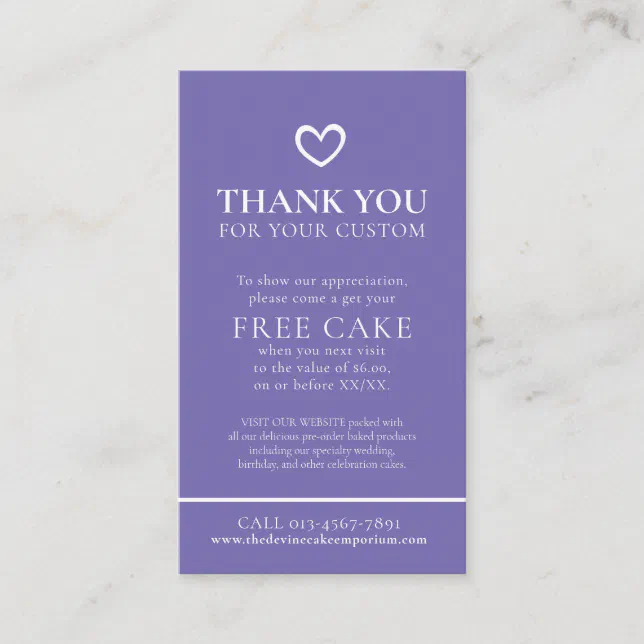 Thank you baking business photo free cake promo business card | Zazzle