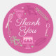 Thank You Baking & Cooking Utensil Pink & Green Classic Round Sticker ...