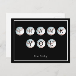 Thank You Baseball Custom Personalized Postcard | Zazzle