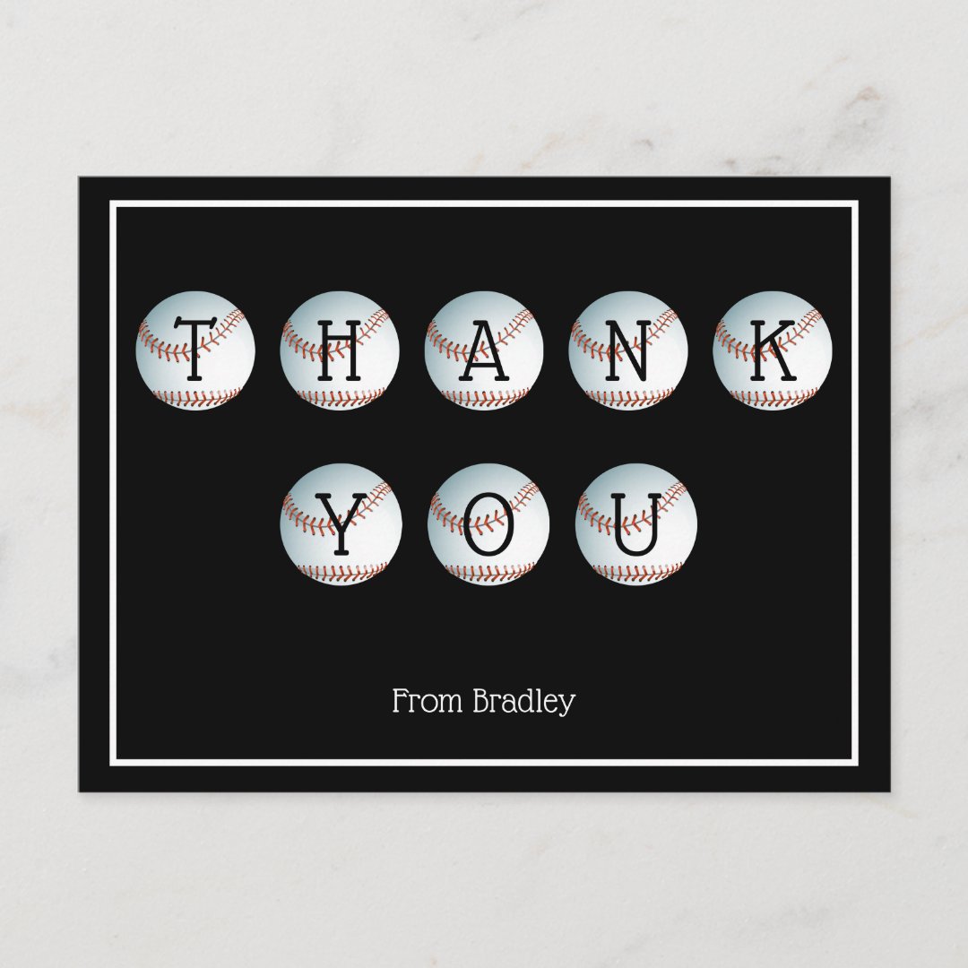 Thank You Baseball Custom Personalized Postcard | Zazzle