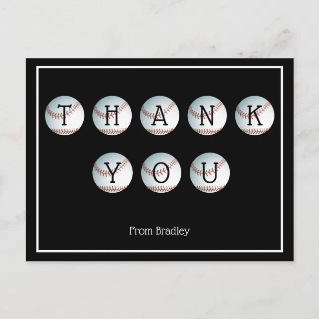 Thank You Baseball Custom Personalized Postcard | Zazzle