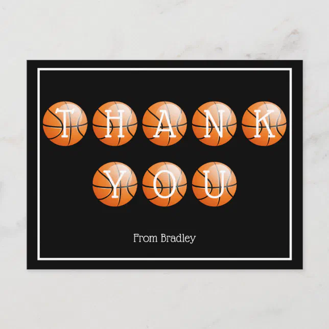 Thank You Basketball Custom Personalized Postcard | Zazzle