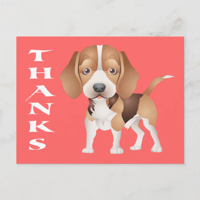 Thank You Beagle Puppy Dog Greeting Post Card | Zazzle