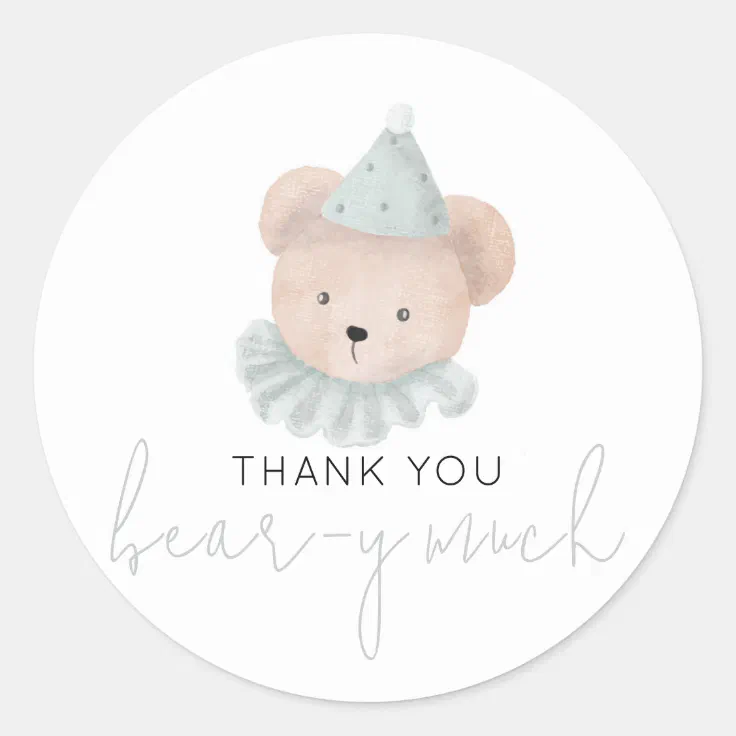 Thank You Bear-y Much Classic Round Sticker | Zazzle