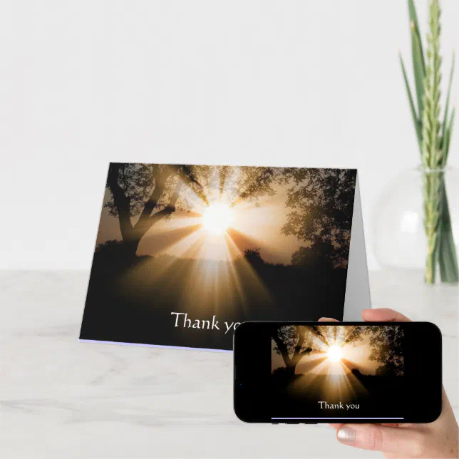 Thank you Beautiful Light Breaking Sunset Sunrise Card | Zazzle