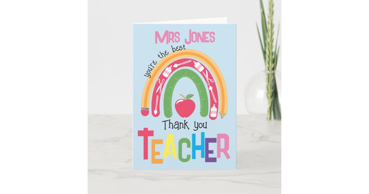 thank you best teacher appreciation rainbow card | Zazzle