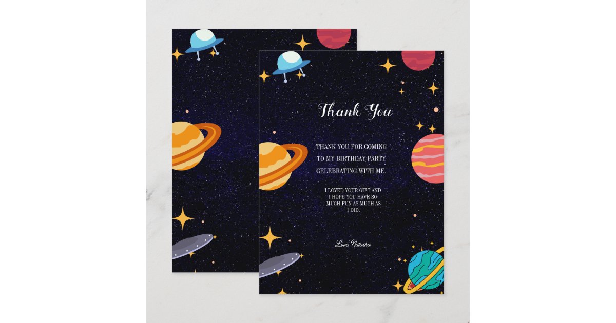 Thank you birthday party space themes postcard | Zazzle