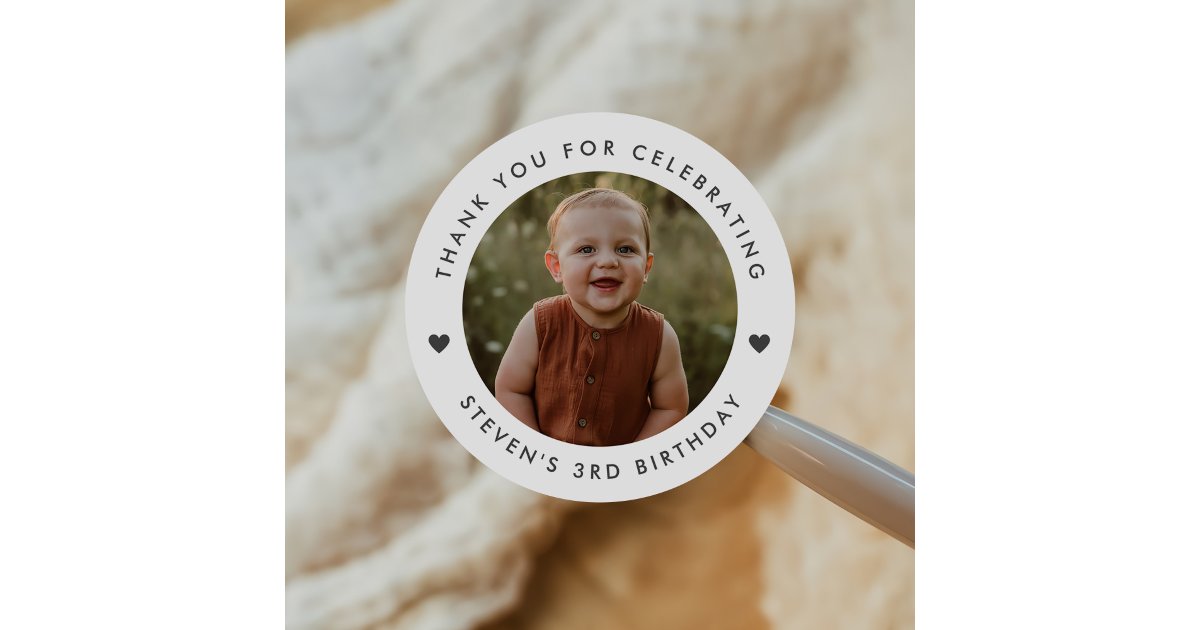 Thank you Birthday Photo Classic Round Sticker | Zazzle