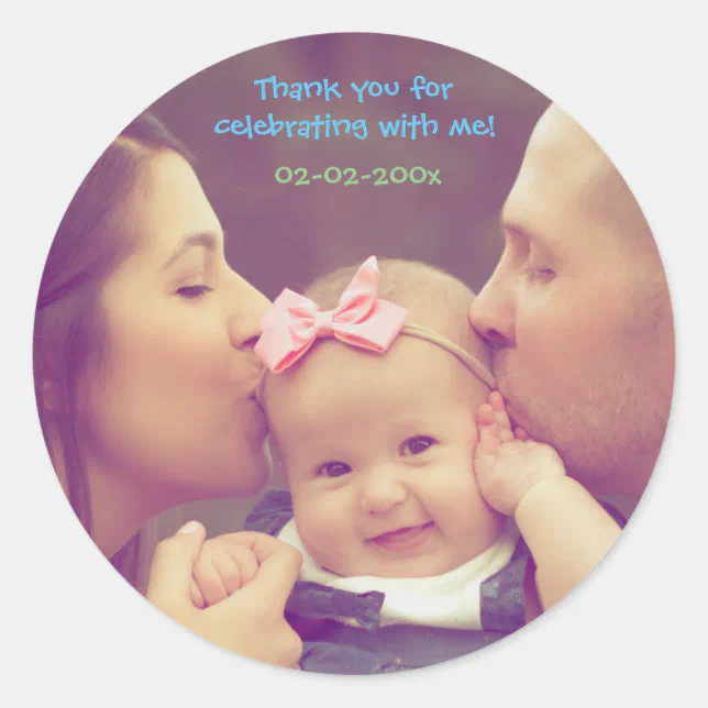 Thank you birthday photo sticker | Zazzle