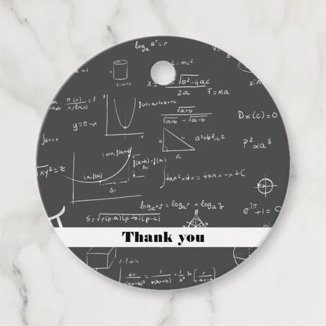 Thank you black and white math equations and graph favor tags | Zazzle