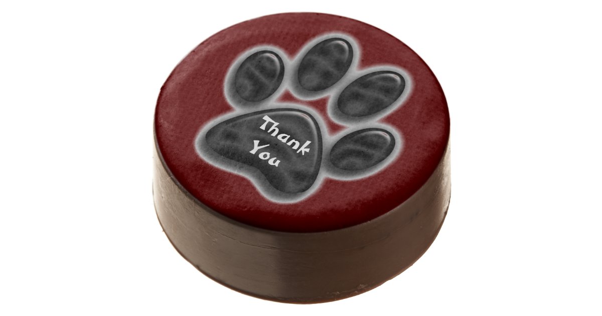 Thank You Black Animal Print Dog Paw Appreciation Chocolate Covered ...
