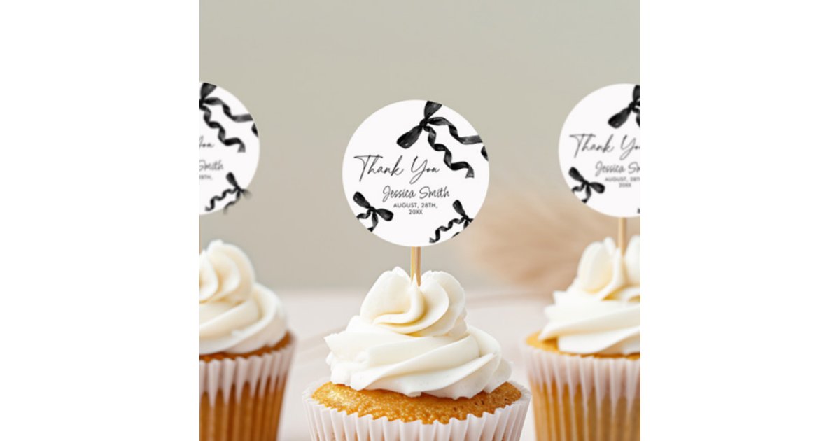 Thank You Black Bow Sticker | Zazzle