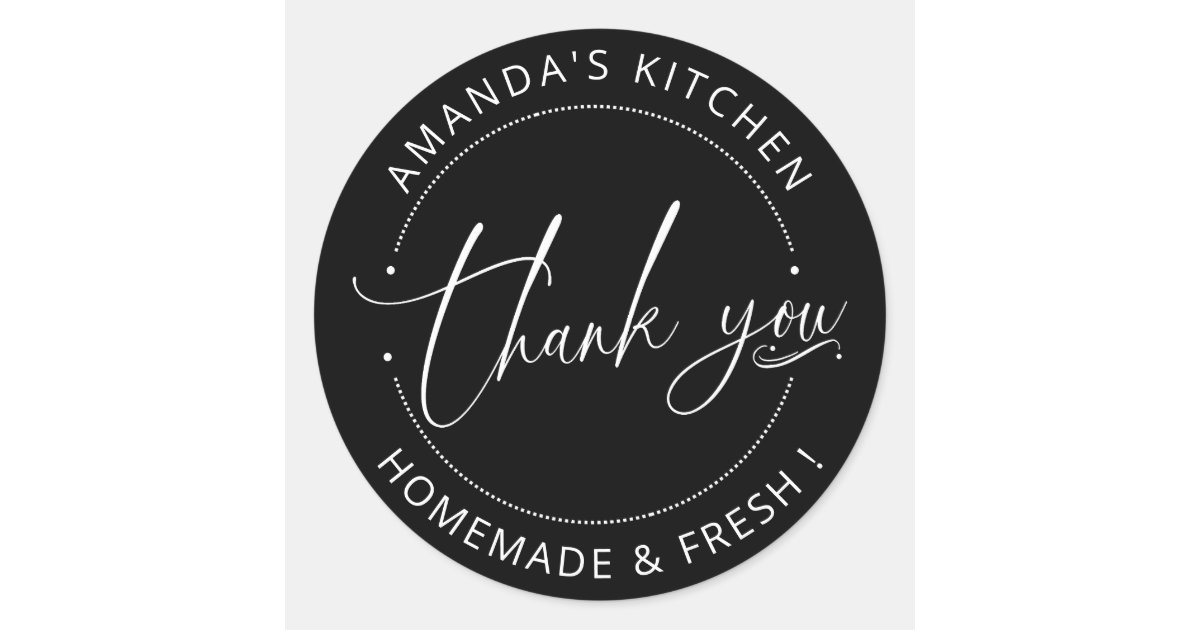Thank you Black Create Your Own Homemade Kitchen Classic Round Sticker ...