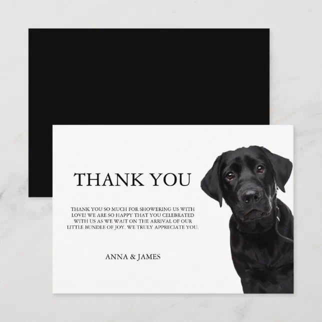 Thank you Black Labrador Baby Shower Cards | Zazzle