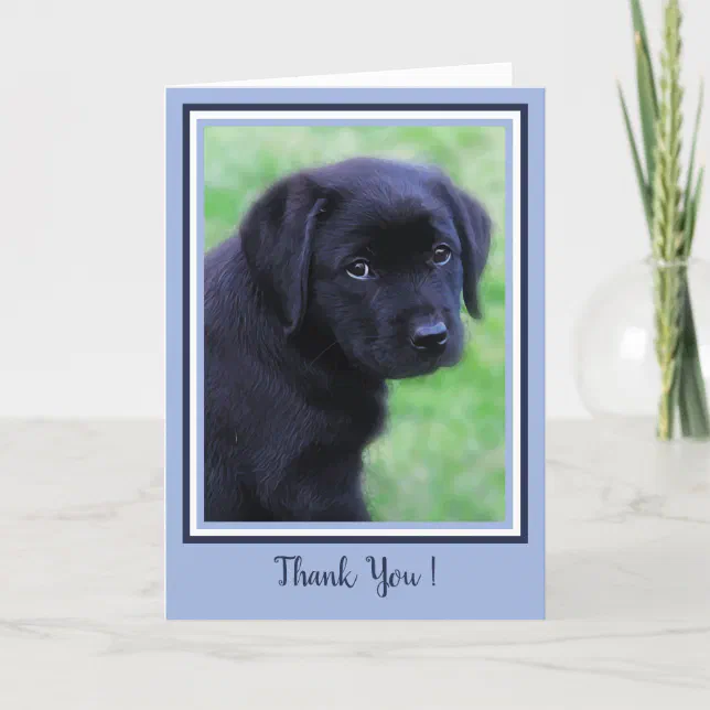 Thank You Black Labrador Puppy Cute Dog Blue | Zazzle