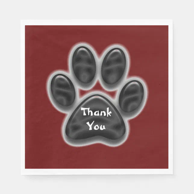 Thank You Black Paw Print Dog Lover Appreciation Napkins | Zazzle