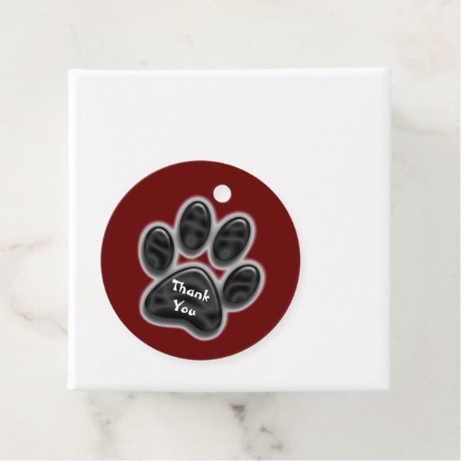 Thank You Black Paw Print Pattern Appreciation Favor Tags | Zazzle