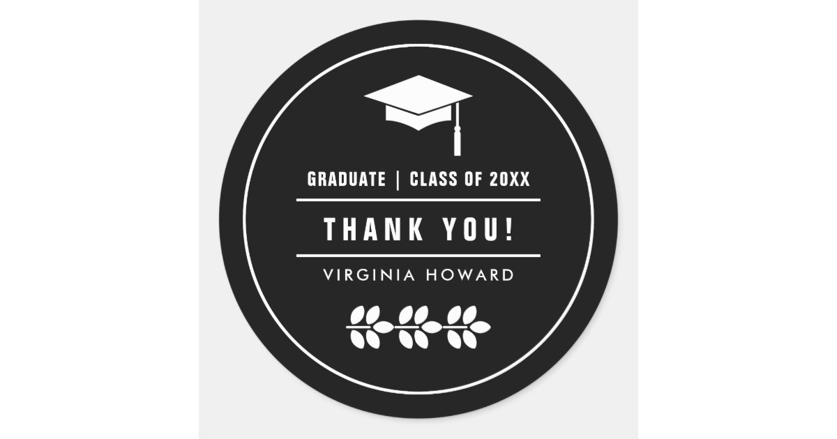 Thank You. Black | White Graduation Stickers | Zazzle